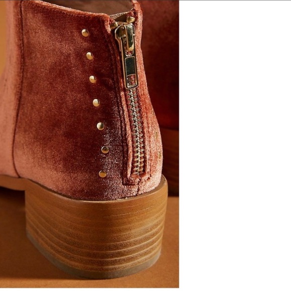 Anthropologie | Shoes | Anthro Round Toe Velvet Bootie Rose | Poshmark